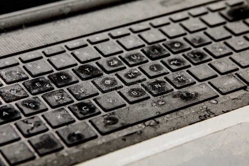 Old Dirty Black Keyboard with Dust and Blots Stock Photo - Image of ...