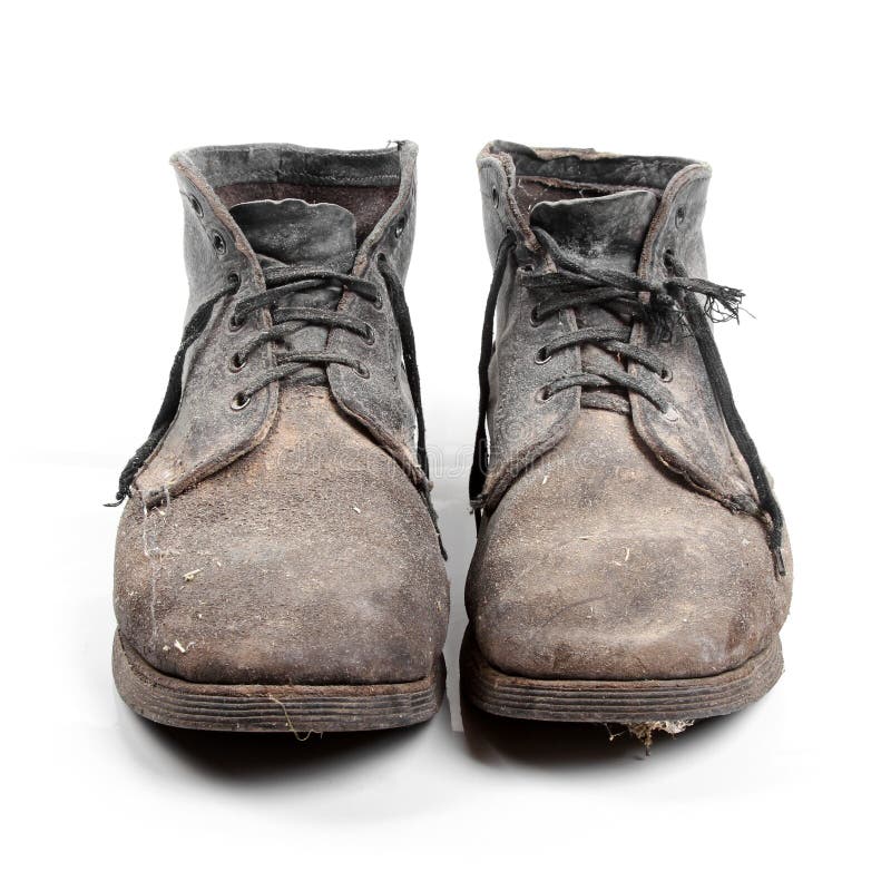 Old Dirty Rag Boots with a Hole. White Background. Waste Recycle ...