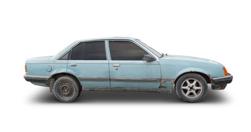 Old Dirty Car - Cliping Path Included Stock Image - Image of tire, blue ...