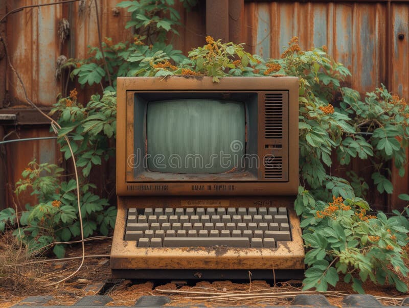 Old Dirty Computer Thrown Away Stock Illustration - Illustration of ...