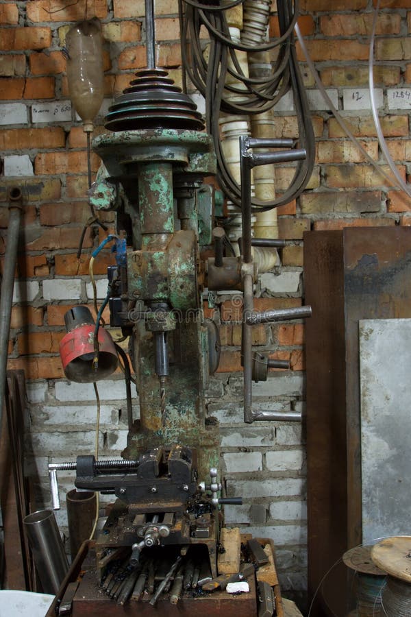 Old and Dirty Drilling Machine in Factory Stock Image - Image of ...
