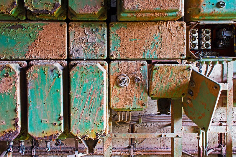 Old and Dirty Electrical Panel on Wall Stock Photo - Image of machine ...