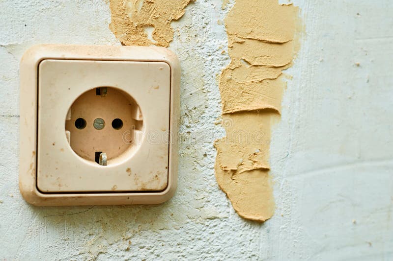 Old Dirty Electrical Socket on the Wall before Renovation Stock Photo ...