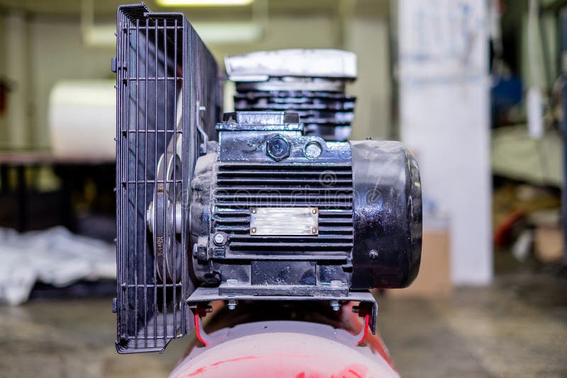 Red production compressor stock image. Image of electricity - 104986275