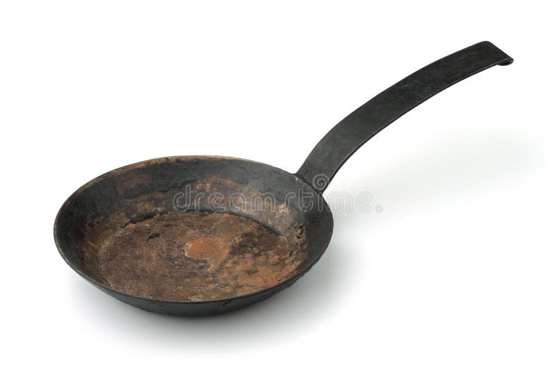 Old dirty frying pan stock photo. Image of ancient, food - 177494200