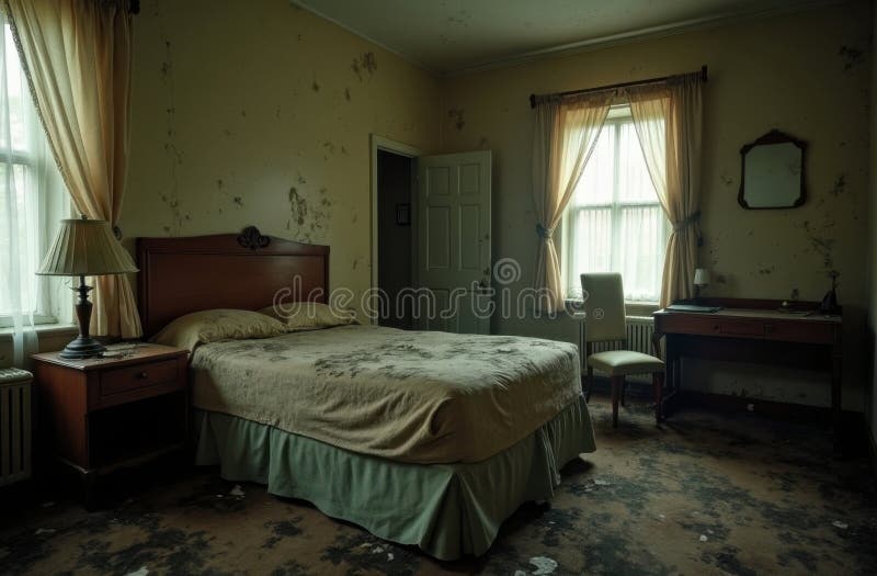 An Old Dirty Hotel Room at 4-1-2025 Stock Illustration - Illustration ...