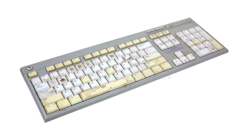 Old dirty keyboard stock image. Image of office, isolated - 26035223