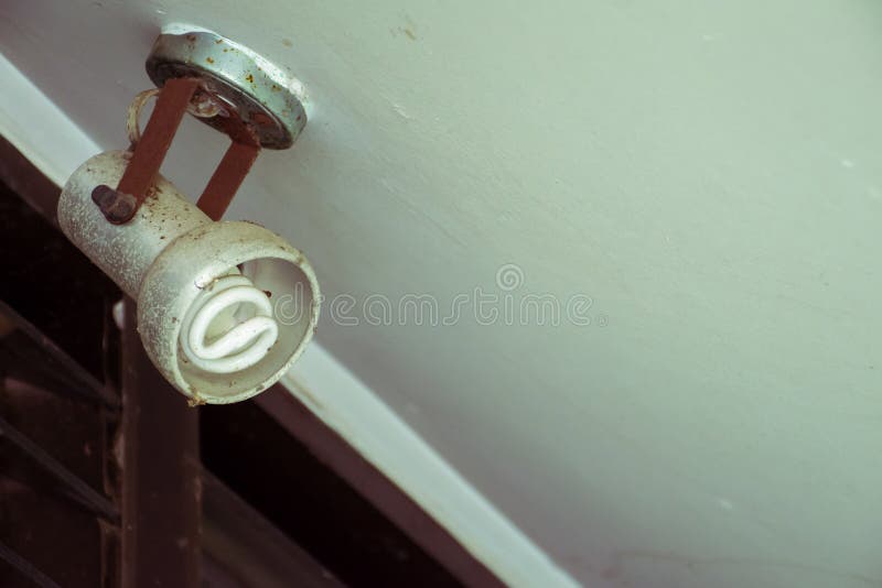 Old Dirty Light Bulb Hanging on Ceiling Stock Photo - Image of ...