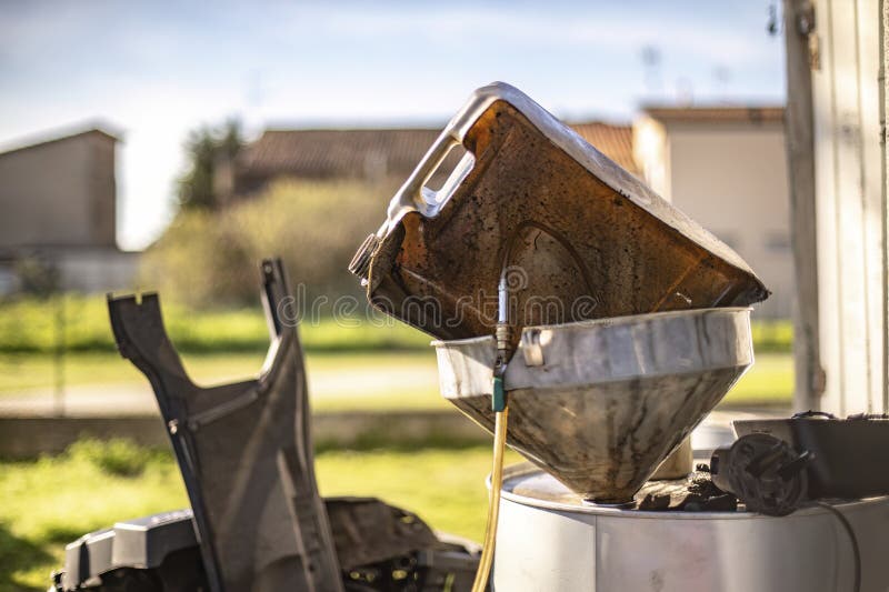 Old Dirty Oil Containers Pollution Stock Image - Image of earth ...