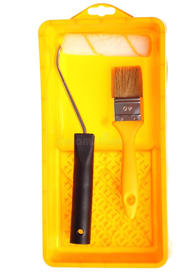 Old Dirty Paint Roller Isolated on White Stock Photo - Image of soft ...