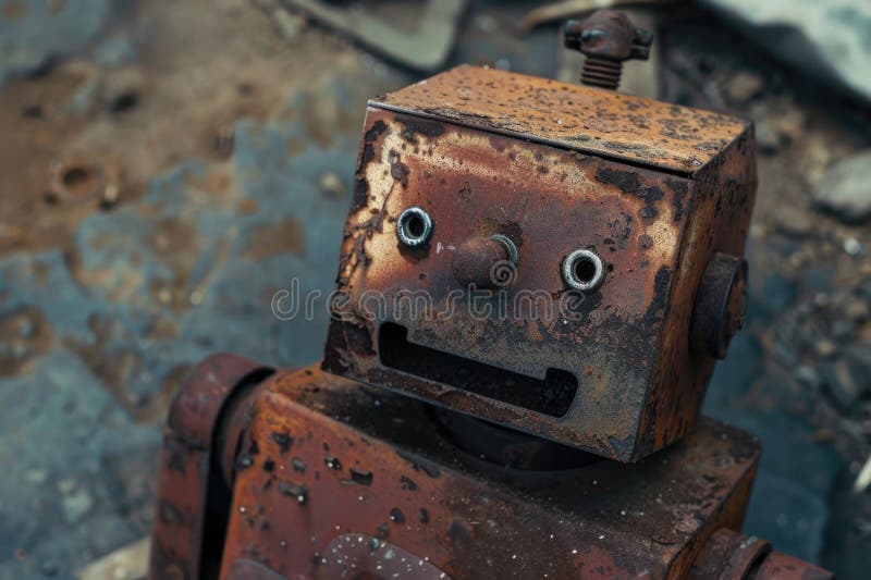 Rusty Robot in an Apocalyptic Scene Stock Photo - Image of science ...