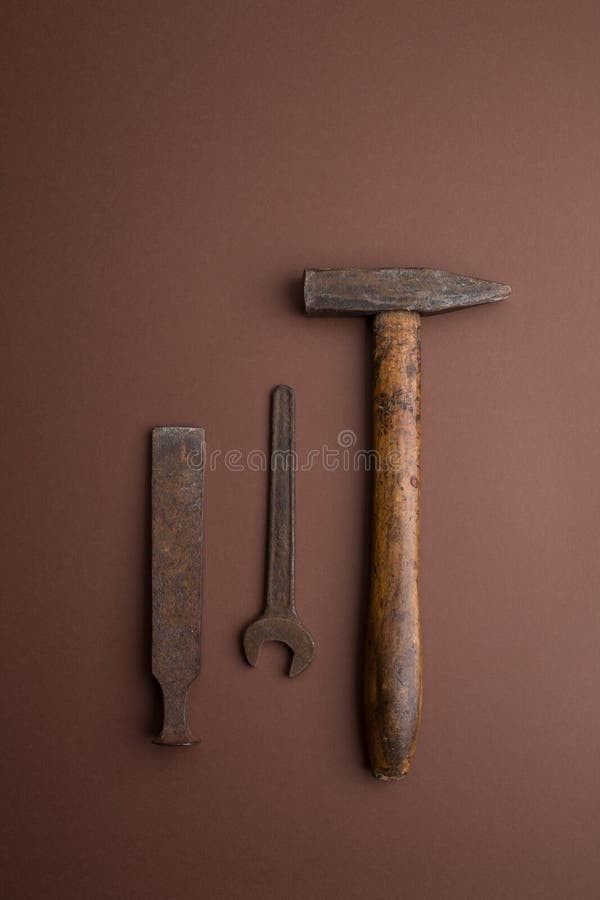 Set of old dirty tools stock image. Image of pliers, spanner - 7600107