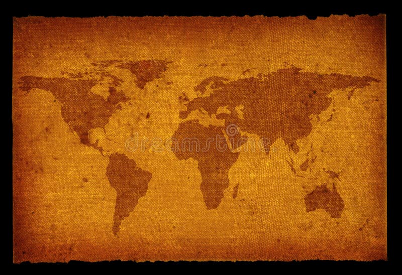 Isolated World Map - Wrinkled Paper Texture Stock Illustration ...