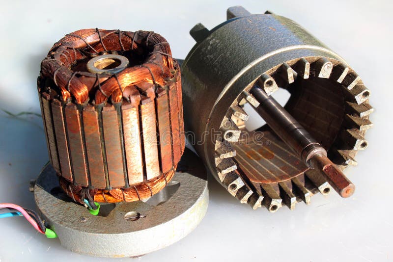 Old Disassembled Electric Motor Stock Image - Image of axle, copper ...
