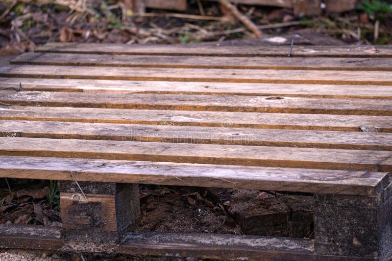 Old Discarded Wooden Pallet on the Ground. Stock Image - Image of ...