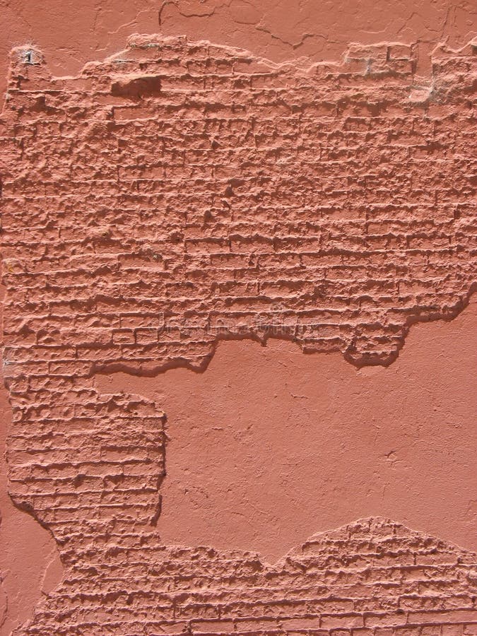Old Distressed Red Cement and Brick Wall Stock Image - Image of ...