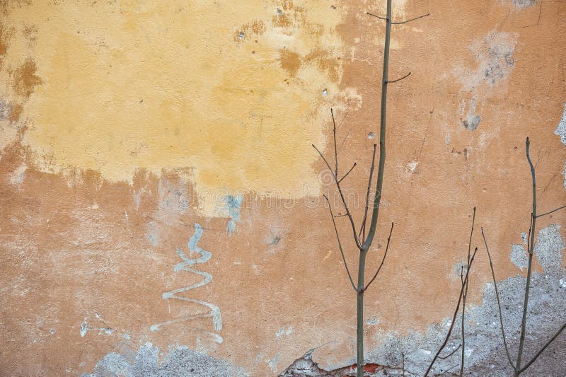 Old Distressed Vintage Wall Bricks Background with Cracked Paint and ...