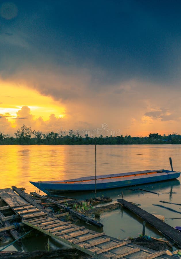 Old dock stock image. Image of weathered, sunset, river - 124552013