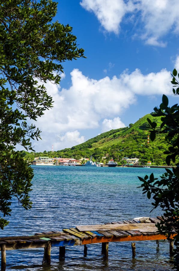 Old Dock and Island View stock image. Image of wood, turquoise - 29167993