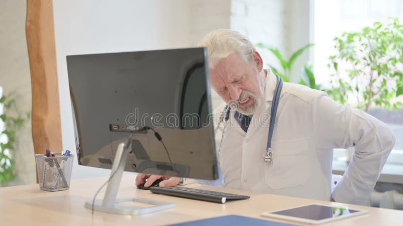 Old Man Having Back Pain while Sitting on Bench Outdoor Stock Video ...