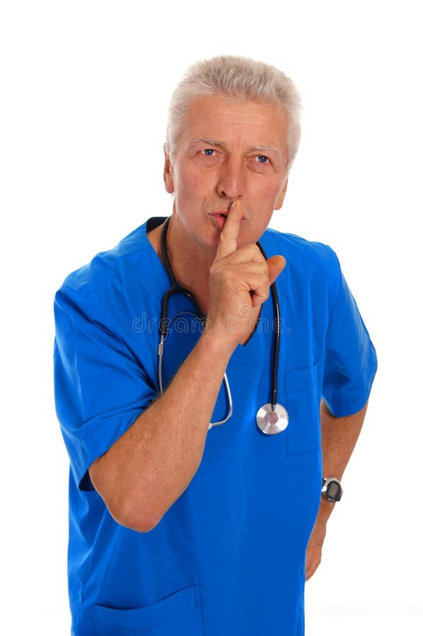 Old doctor on white stock image. Image of robe, stethoscope - 22463885