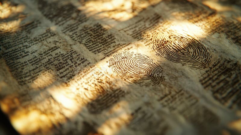 An Old Document with Fingerprint Patterns and Soft Light Creating an ...