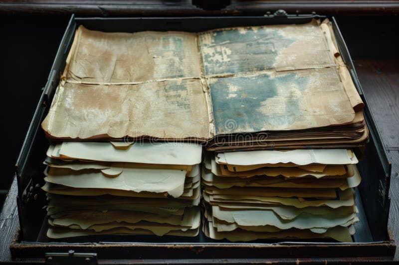 Old Documents and Papers Stacked in a Suitcase Showing Aging and Time ...