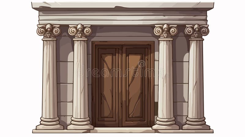 Old Door and Column Vector Drawing Cartoon Vector Stock Vector ...