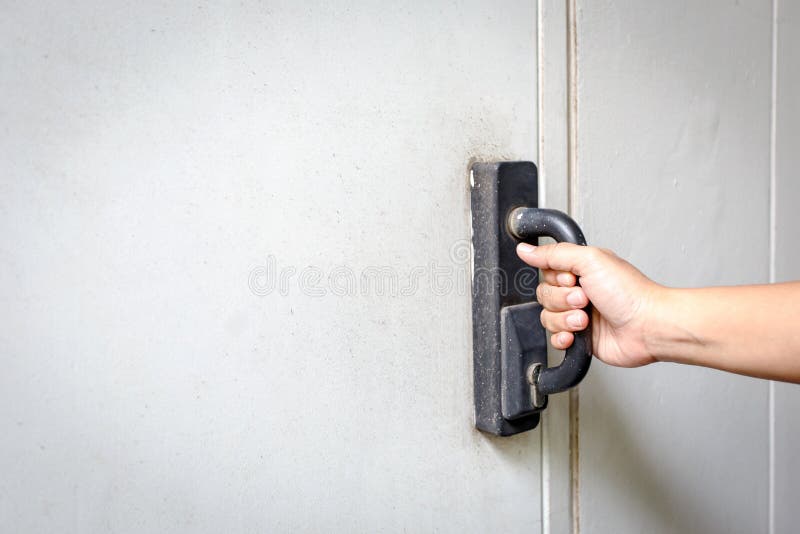Old Door with a Hand on Handle Stock Photo - Image of interior, person ...
