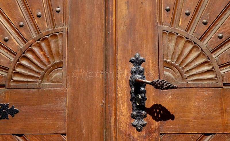 Old Door Handle on a Historical Door Stock Image - Image of home, rusty ...