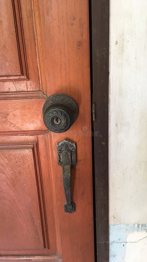 Old Door Handle in the House Stock Photo - Image of door, flooring ...
