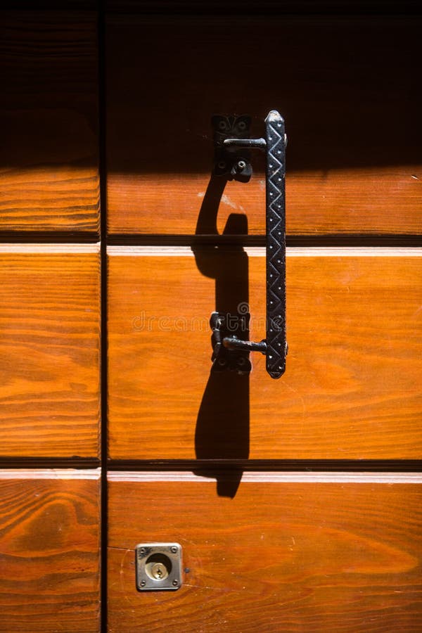 Old Door Handle on a Wooden Door Stock Image - Image of ancient, home ...