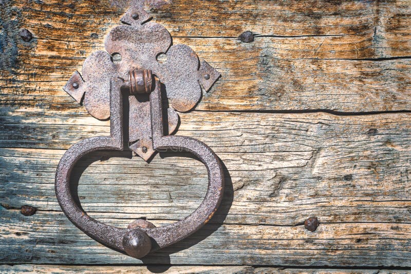 An Old Door with an Iron Handle Stock Image - Image of handle, iron ...