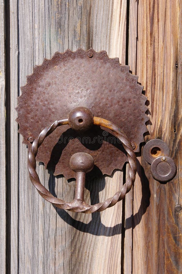 Old Door Knob and Keyhole from Wrought Iron Stock Image - Image of ...