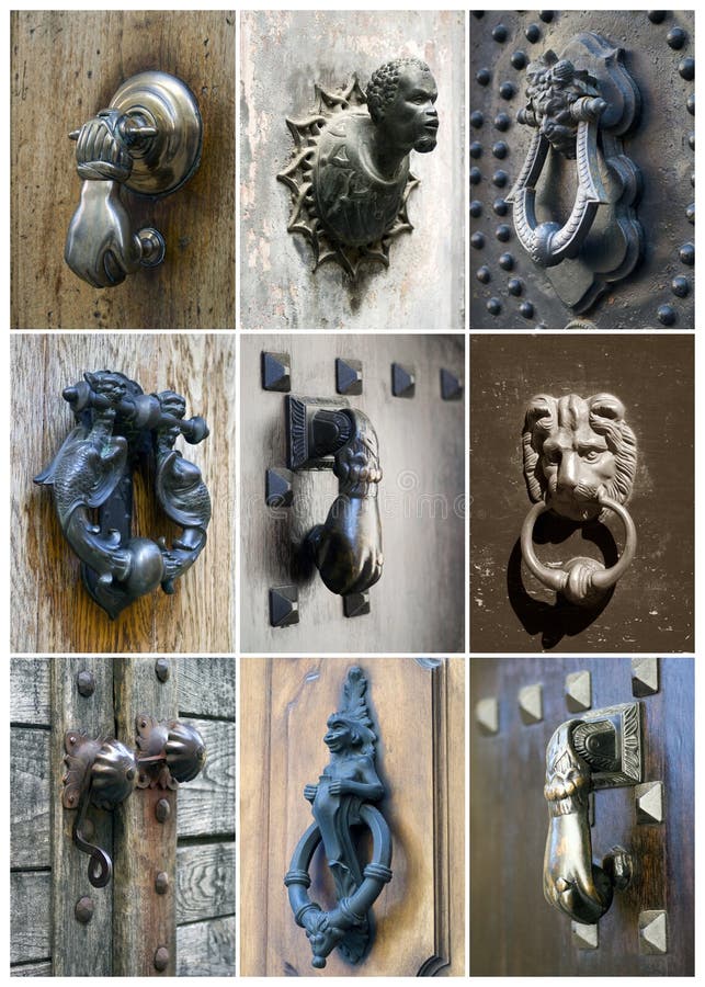 Old door knockers set stock photo. Image of design, knob - 81087394