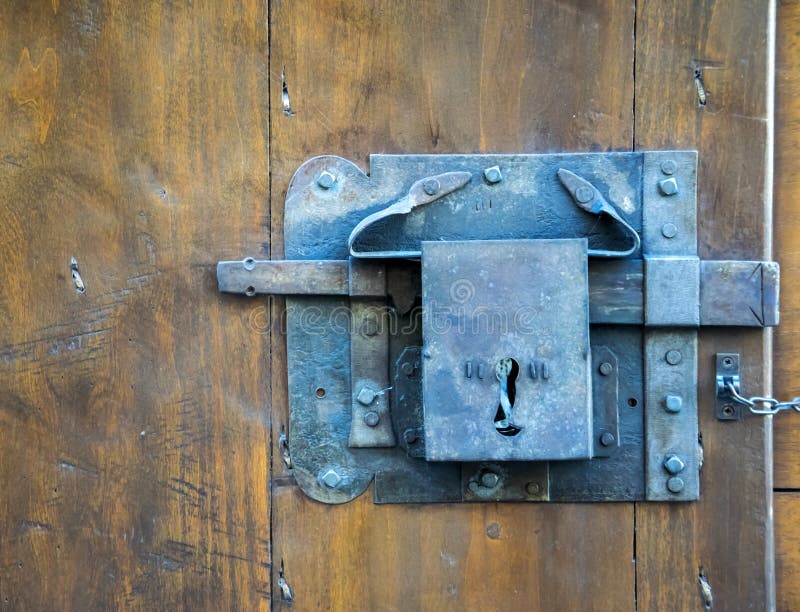 Old Door Lock, Firenze, Italy. Stock Photo - Image of protection, gate ...