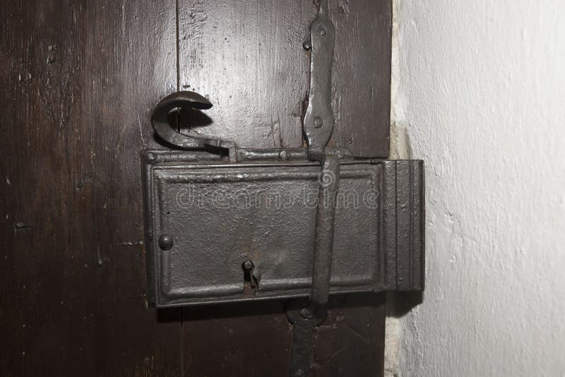Old Door Lock on a Wooden Door Stock Image - Image of protection ...