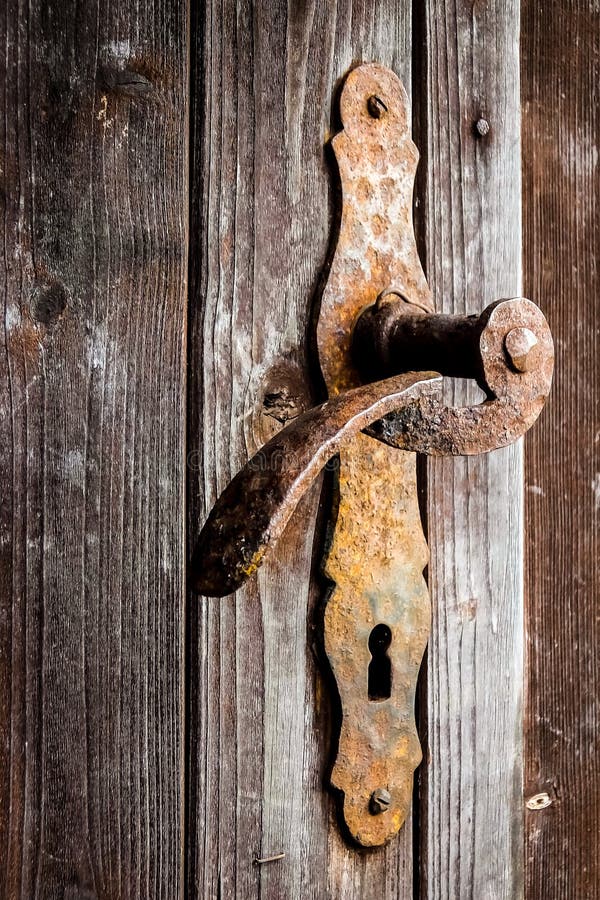 Old Door and Rusty Door-knob Stock Image - Image of security, entrance ...
