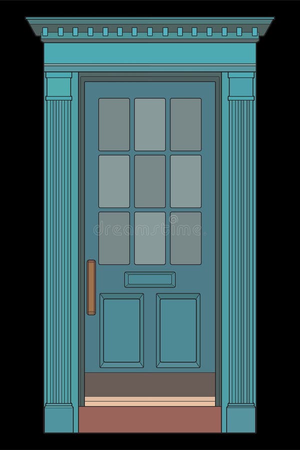 Old Door Vector Art. Old Door Isolated on Bacl Background. Old Door in ...