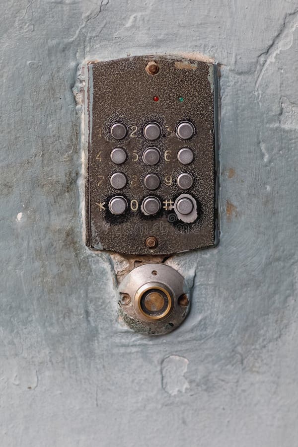 Old Doorbell Button Panel and Intercom. Stock Photo - Image of bell ...