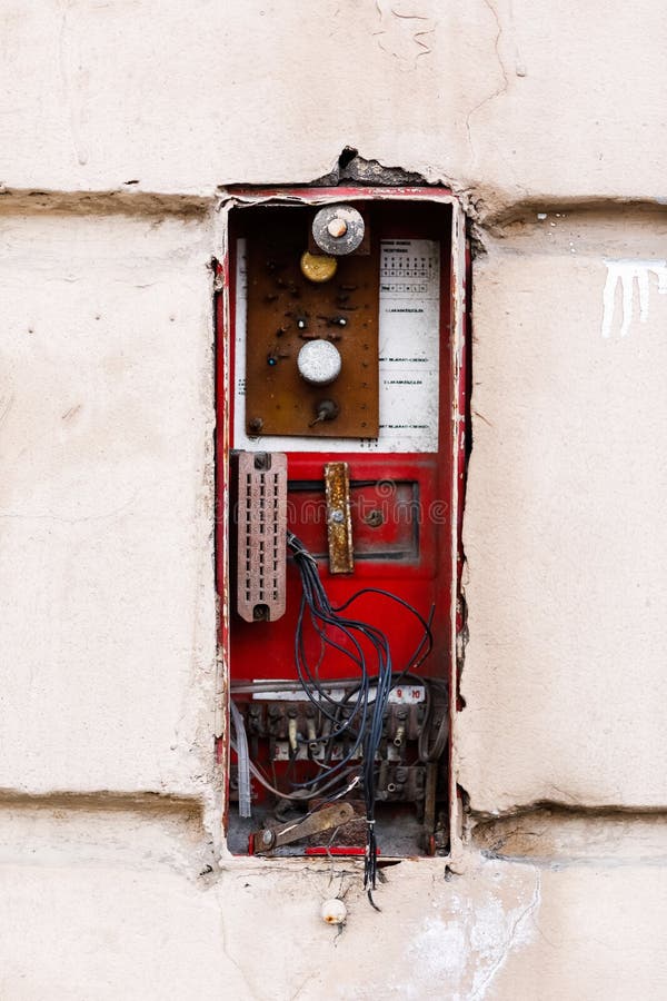 Old Doorbell Button Panel and Intercom. Stock Photo - Image of video ...