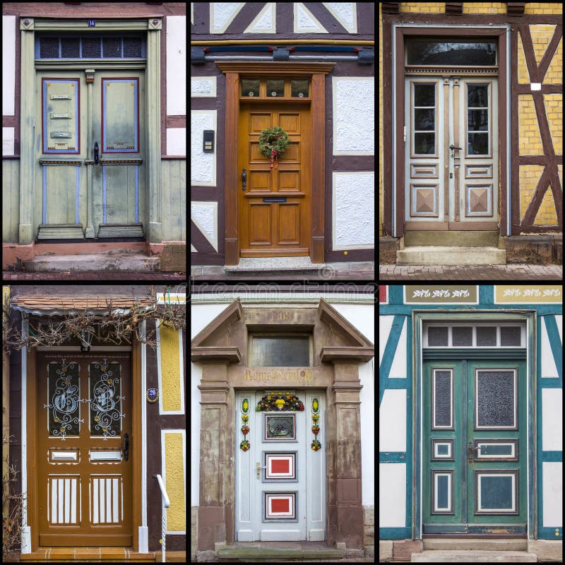 Old Doors of Houses in Witzenhausen, Germany - Collage Stock Image ...