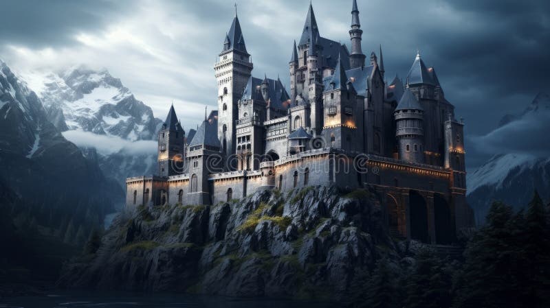 Old Dracula Vampire Castle 3d Render Stock Illustration - Illustration ...