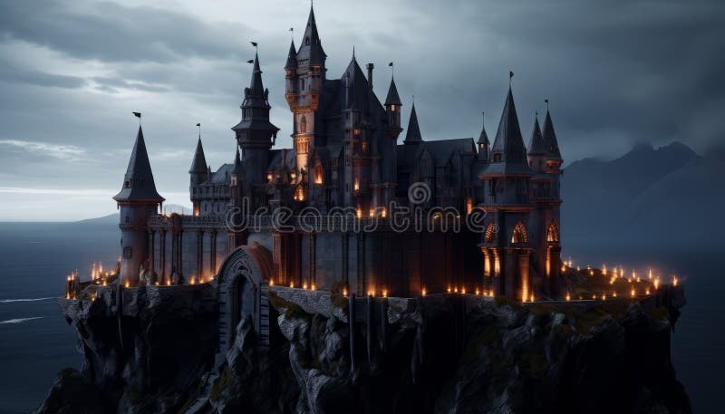 Old Dracula Vampire Castle 3d Render Generative AI Stock Illustration ...