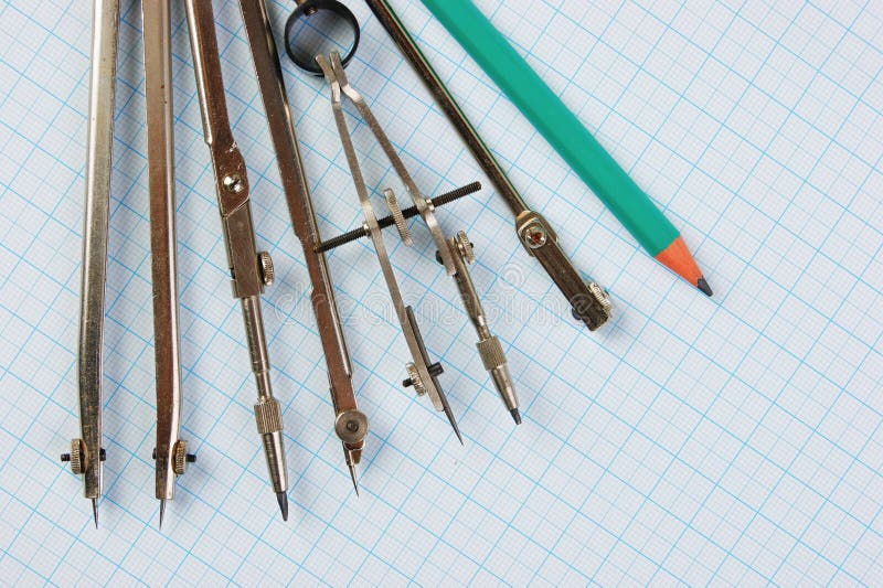 Old drawing tools stock photo. Image of compasses, geometry - 133442054