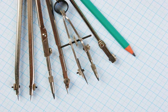 Old drawing tools stock photo. Image of compasses, geometry - 133442054