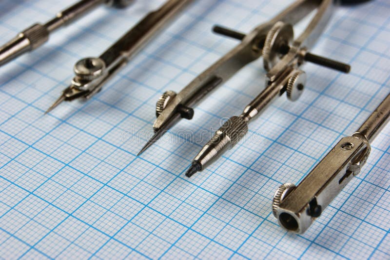 Old drawing tools stock image. Image of compass, office - 32838297