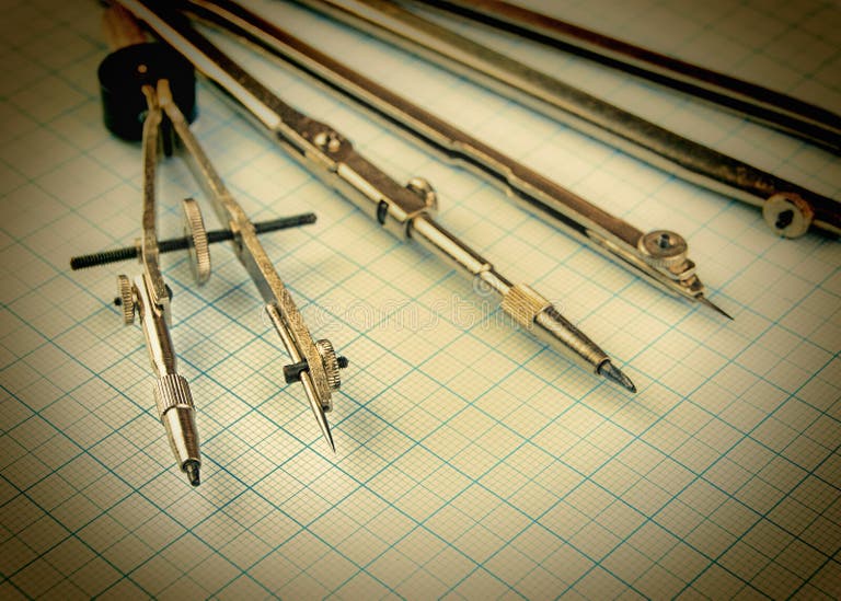 Old drawing tools stock photo. Image of ideas, construction - 53091168