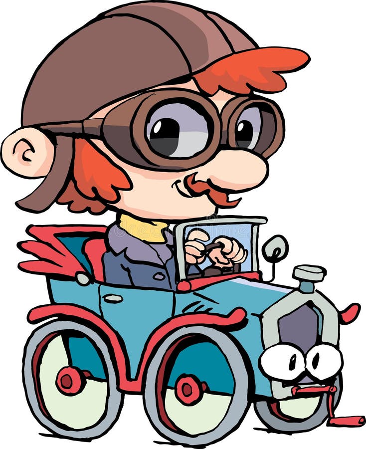 Old Driver in a Vintage Car Stock Vector - Illustration of engine ...