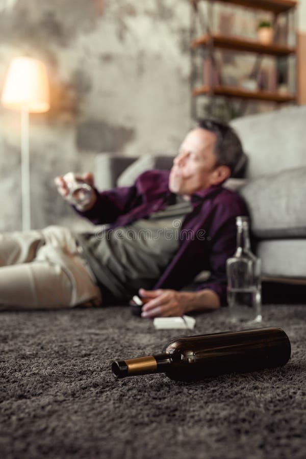 Old Drunk Man Tasting Out Different Types of Alcohol Stock Image ...